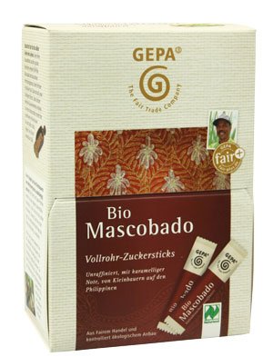 GEPA Bio Mascobado brauner Zucker in Sticks » Vollrohrzucker